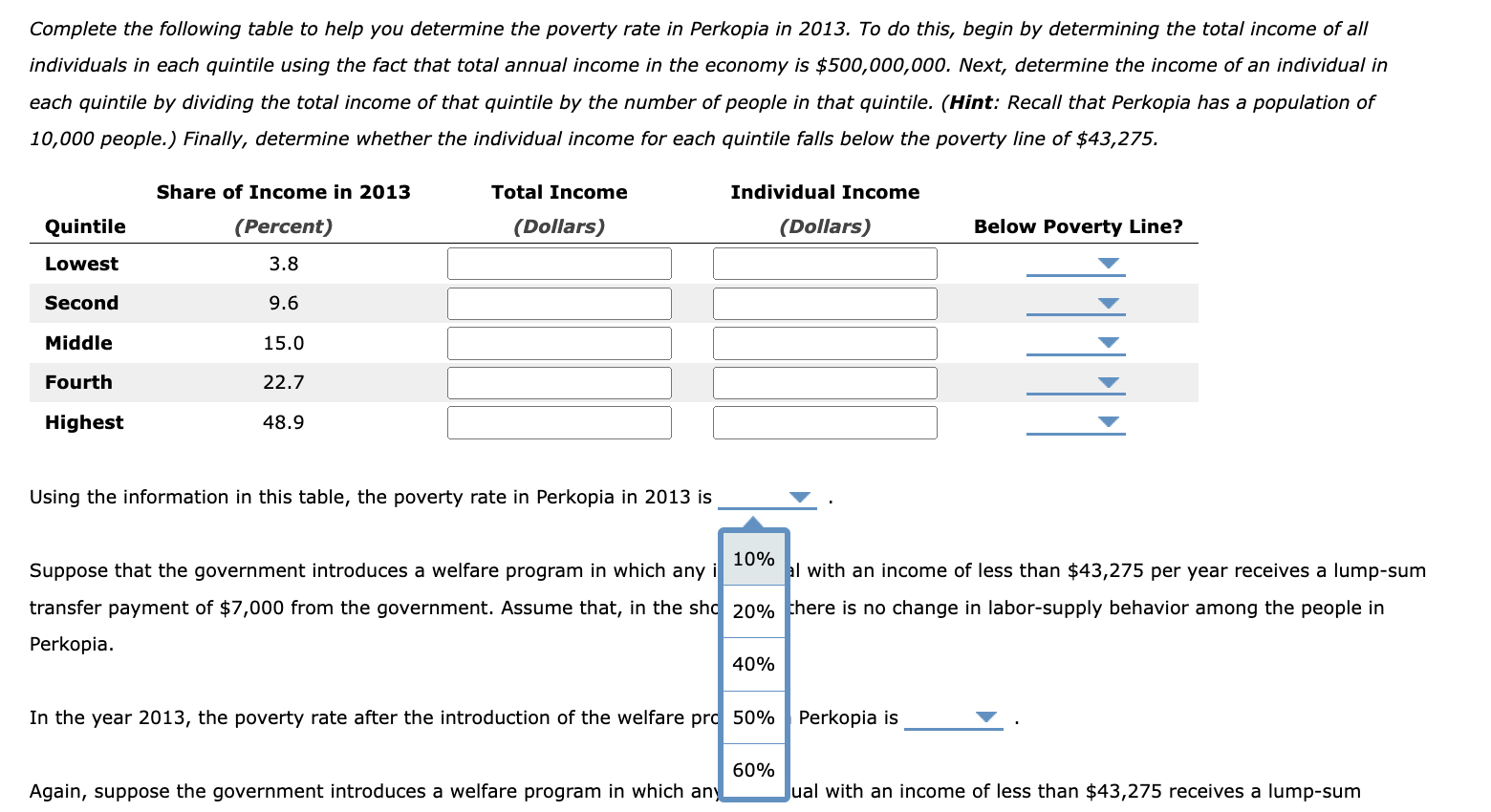 Solved 1. Income inequality and the poverty rate The | Chegg.com