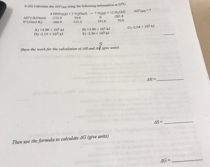 Solved 6-20) Calculate the AG°rxn using the following | Chegg.com
