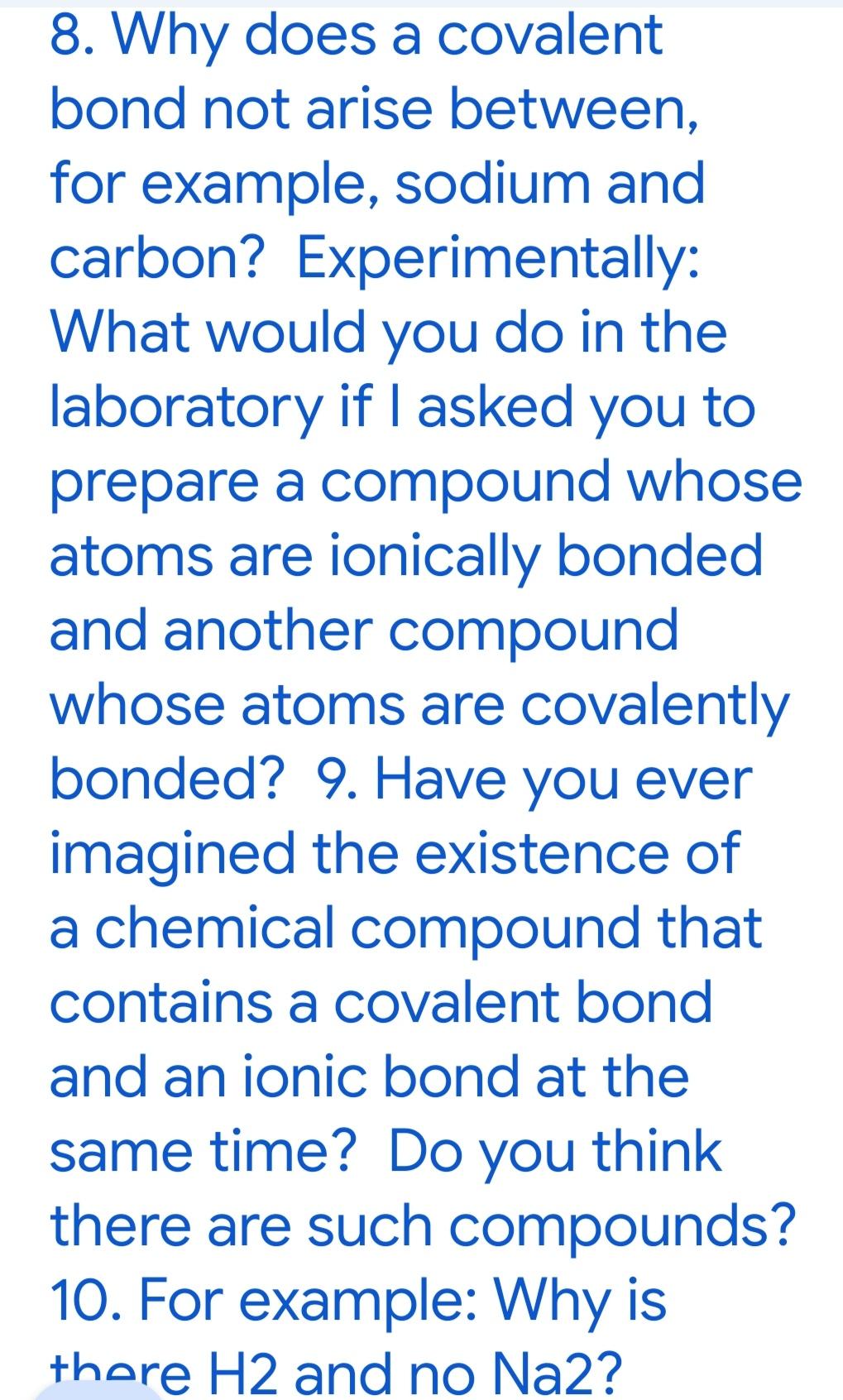 Solved 8. Why does a covalent bond not arise between, for | Chegg.com