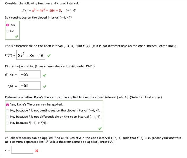 Solved Consider the following function and closed interval. | Chegg.com