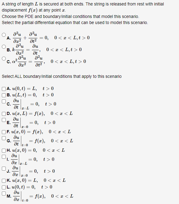 Solved A string of length L is secured at both ends. The | Chegg.com