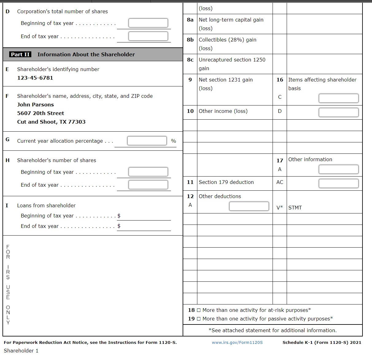 Solved 2021 Federal Statements Page 1 Premium, Inc. | Chegg.com