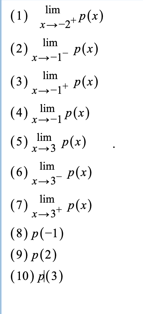 Solved based on this graph of p(x) find the values in | Chegg.com