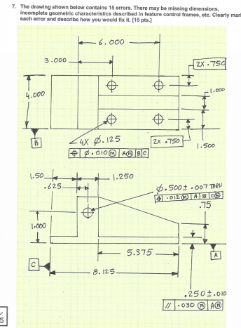 Solved 7. The drawing shown below contains 15 errors. There | Chegg.com