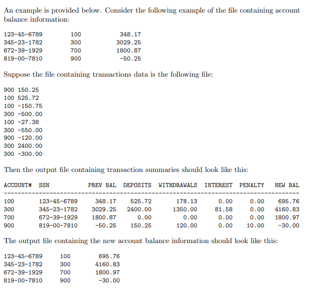 Solved One file contains account balance information for | Chegg.com