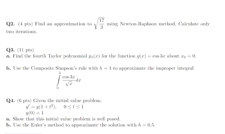 Solved Q2. (4 ﻿pts) ﻿Find an approximation to 1732 ﻿using | Chegg.com