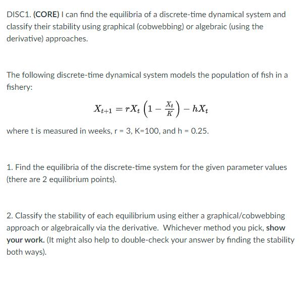 DISC1. (CORE) I can find the equilibria of a | Chegg.com