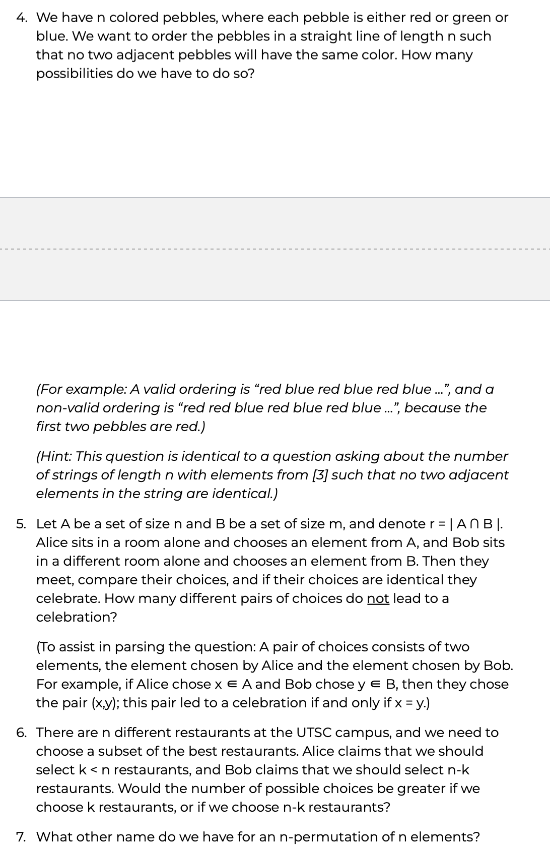 Solved COMBINATORICS - ﻿ANSWER 4 ﻿QUESTIONS IN THE | Chegg.com