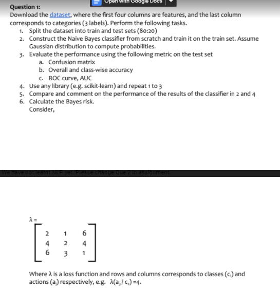 Solved Question 1: Download the dataset, where the first | Chegg.com