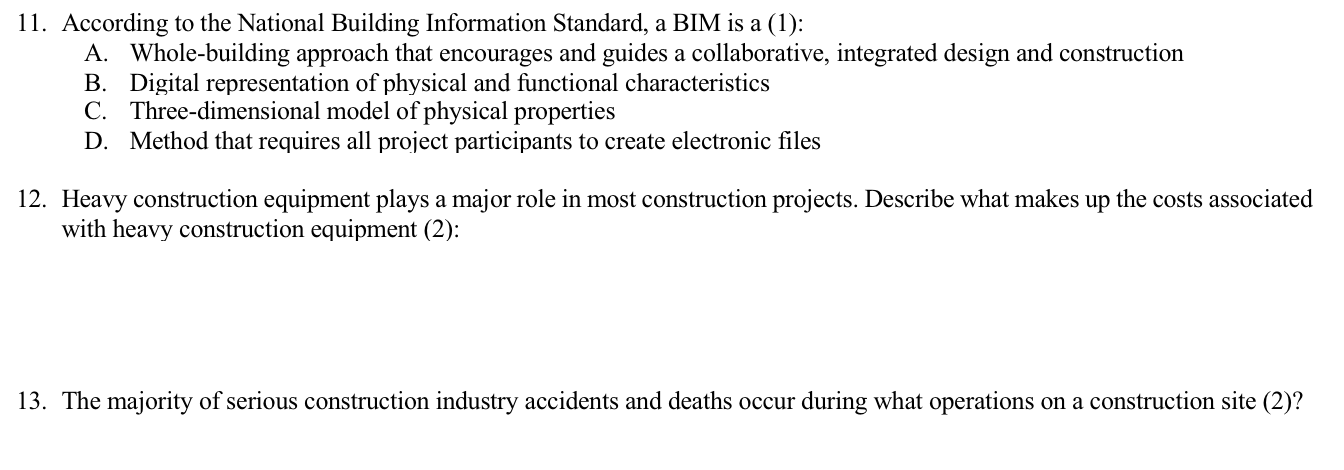 Solved 11. According to the National Building Information | Chegg.com