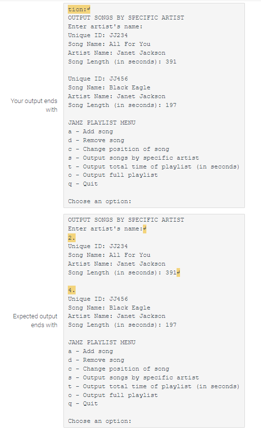 13.7 LAB: Program: Playlist with ArrayList *You will | Chegg.com
