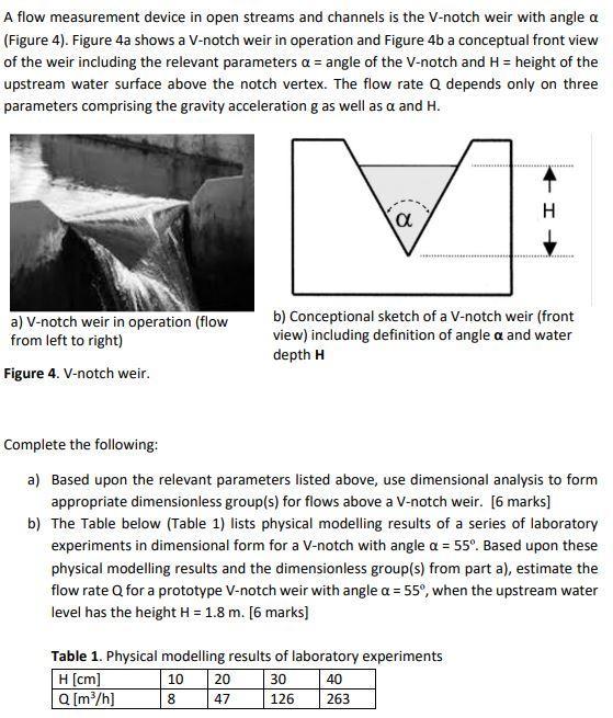Solved A flow measurement device in open streams and | Chegg.com