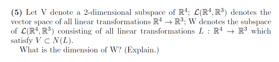 Solved (5) Let V denote a 2-dimensional subspace of R4; | Chegg.com
