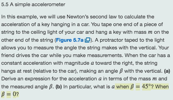 Solved 5.5 A simple accelerometer In this example, we will | Chegg.com