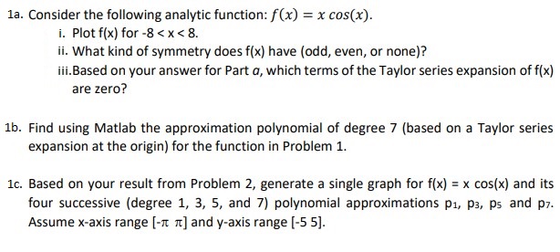 Solved 1a. Consider the following analytic function: | Chegg.com