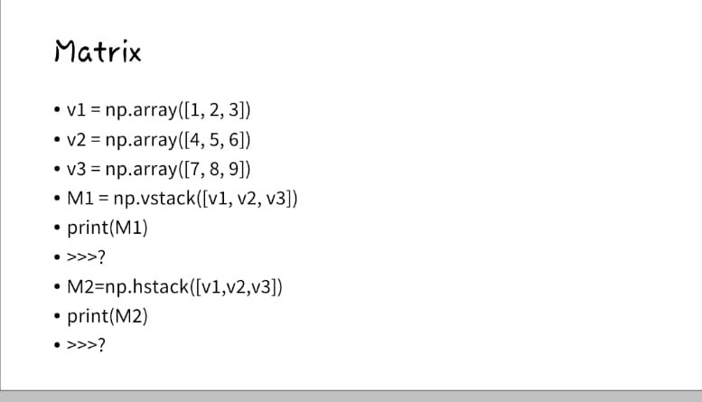 Solved Matrix and Vector 1 2 3 M- 4 5 6 v2 3 import numpy as | Chegg.com