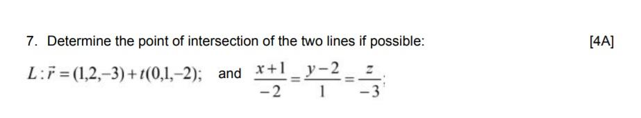 Solved 7. Determine the point of intersection of the two | Chegg.com