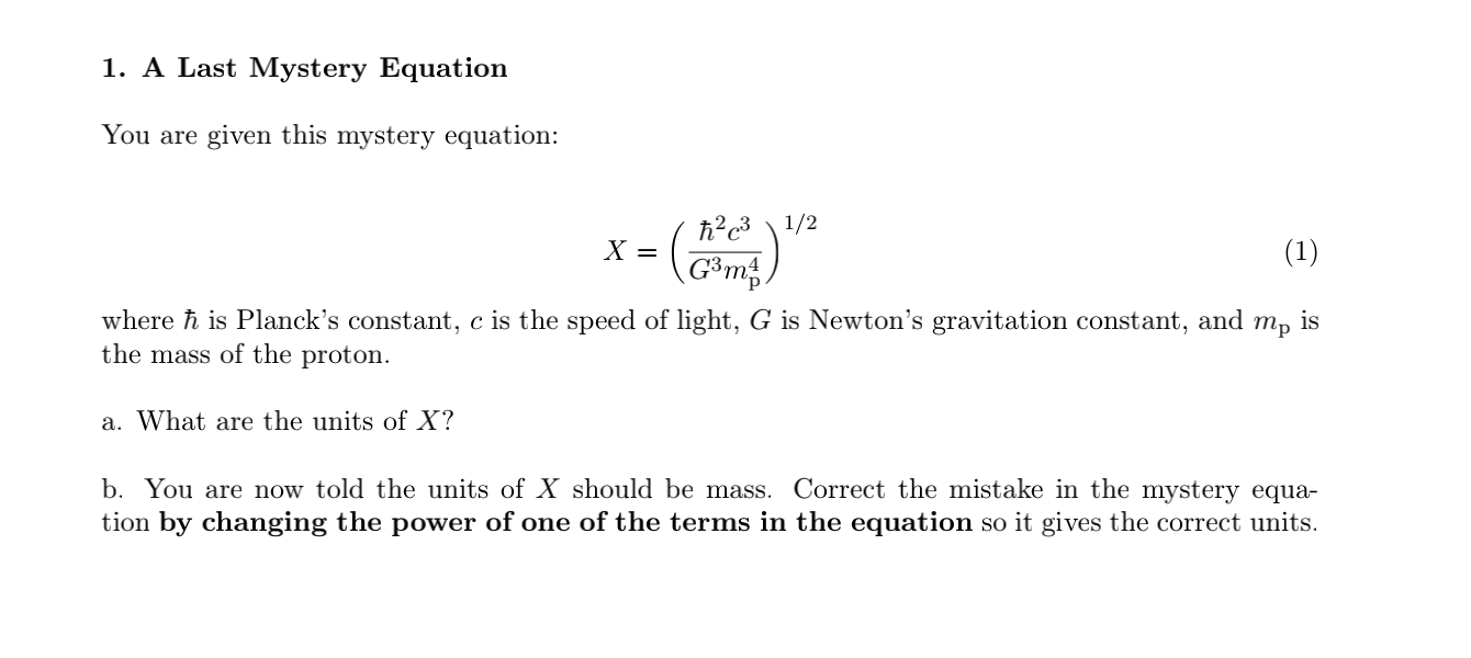 Solved 1. A Last Mystery Equation You are given this mystery | Chegg.com