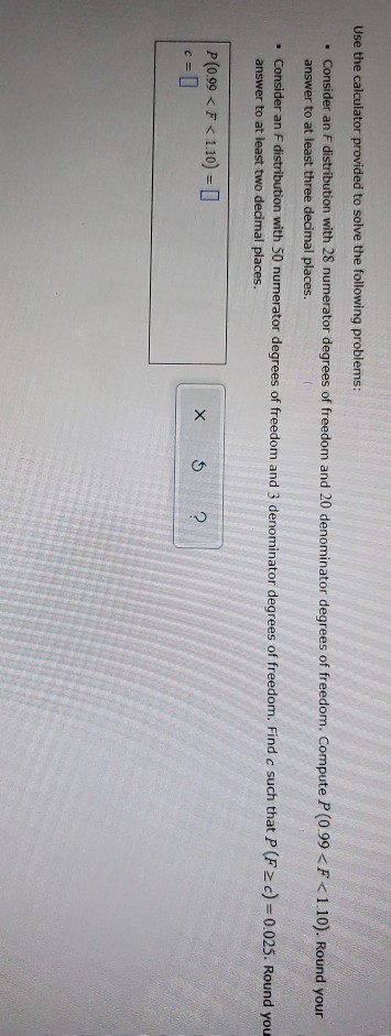 Solved Use the calculator provided to solve the following | Chegg.com