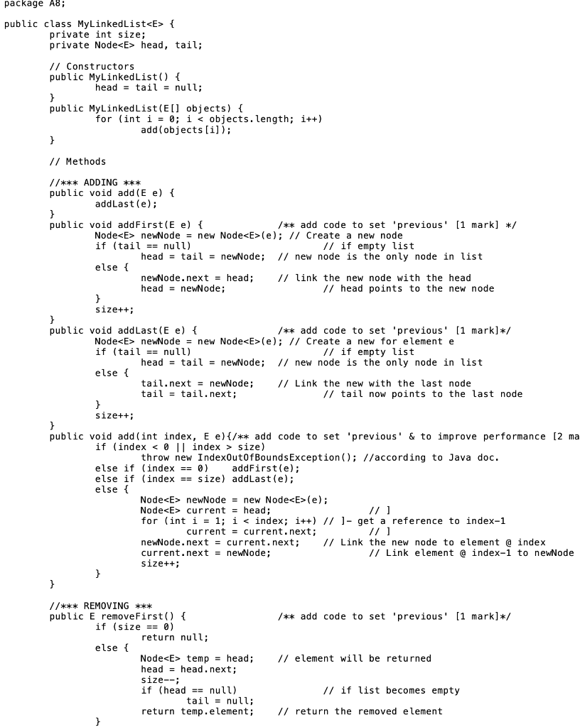 Solved In this assignment, you will convert the MyLinkedList | Chegg.com