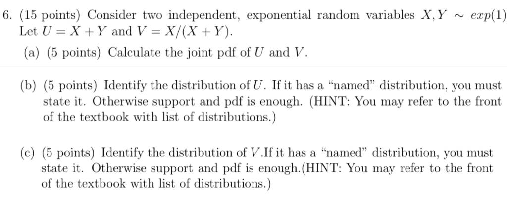 Solved (15 points) Consider two independent, exponential | Chegg.com