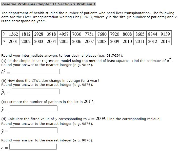 Solved Reserve Problems Chapter 11 Section 2 Problem 1 The | Chegg.com