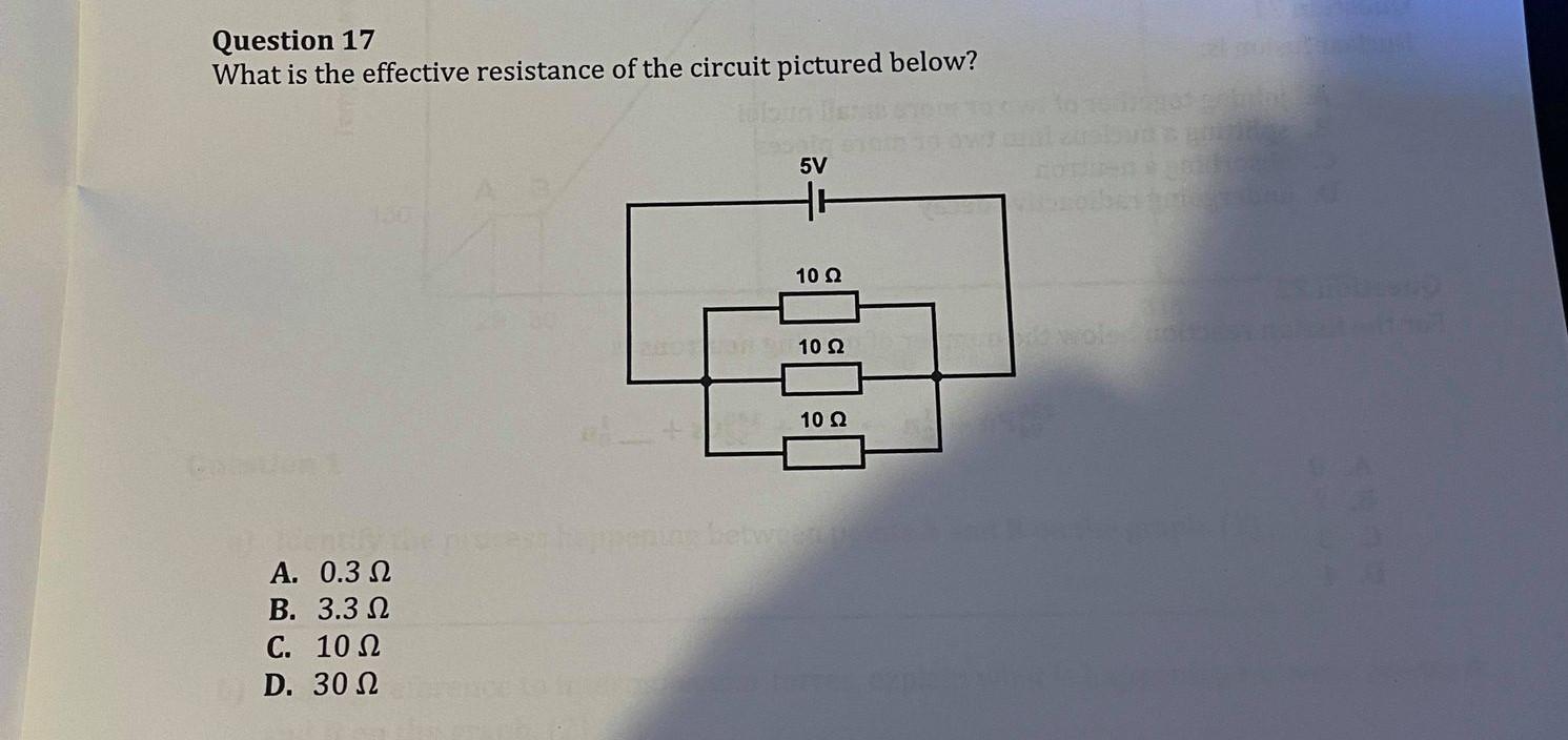 Solved Question 17 What is the effective resistance of the | Chegg.com ...