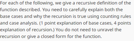 Solved For each of the following, we give a recursive | Chegg.com