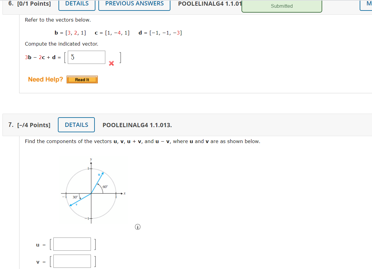 Solved 6. [0/1 Points] DETAILS PREVIOUS ANSWERS POOLELINALG4 | Chegg.com