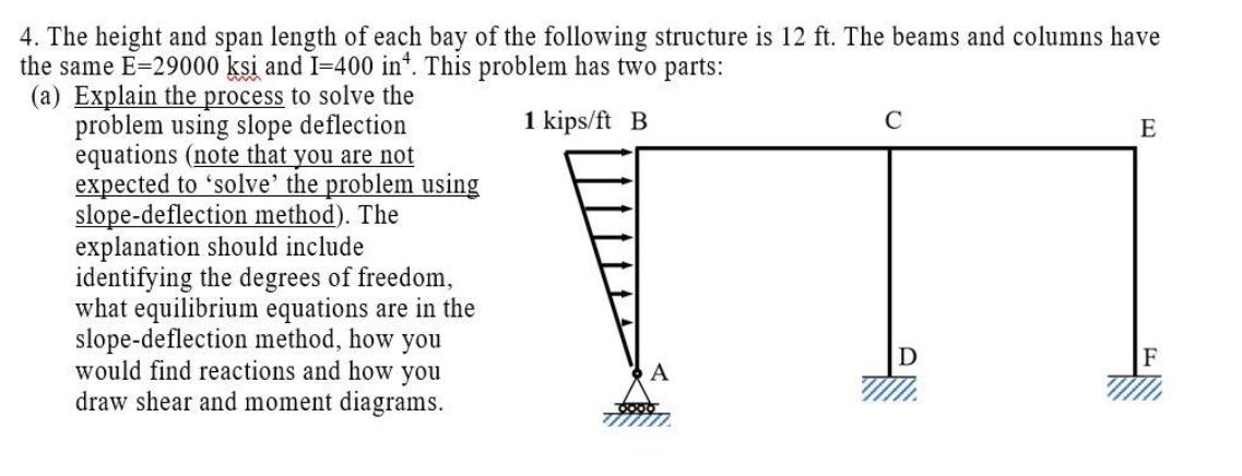 Solved 4. The height and span length of each bay of the | Chegg.com