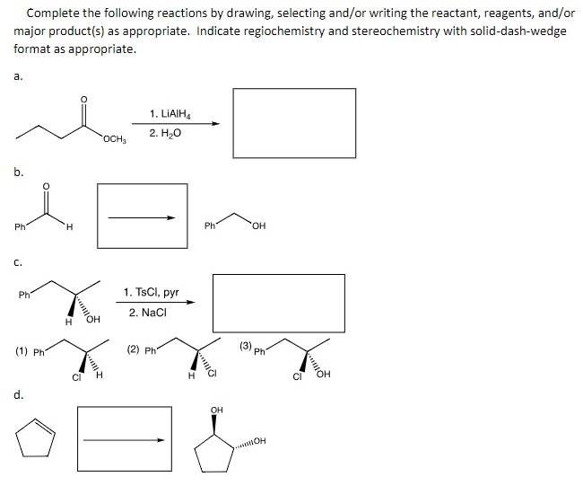 Solved Complete the following reactions by drawing, | Chegg.com