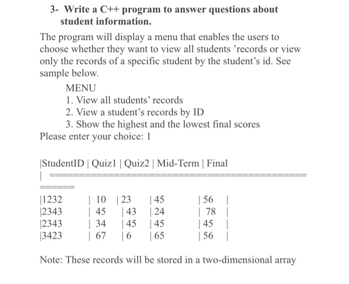 Solved 3- Write a C++ program to answer questions about | Chegg.com