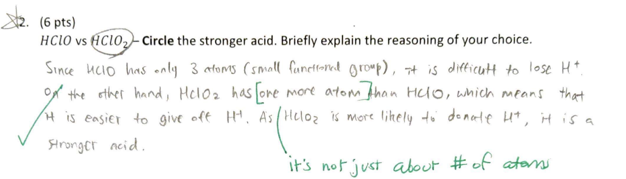 Solved (6 pts) HCIO vs HClO₂- Circle the stronger acid. | Chegg.com