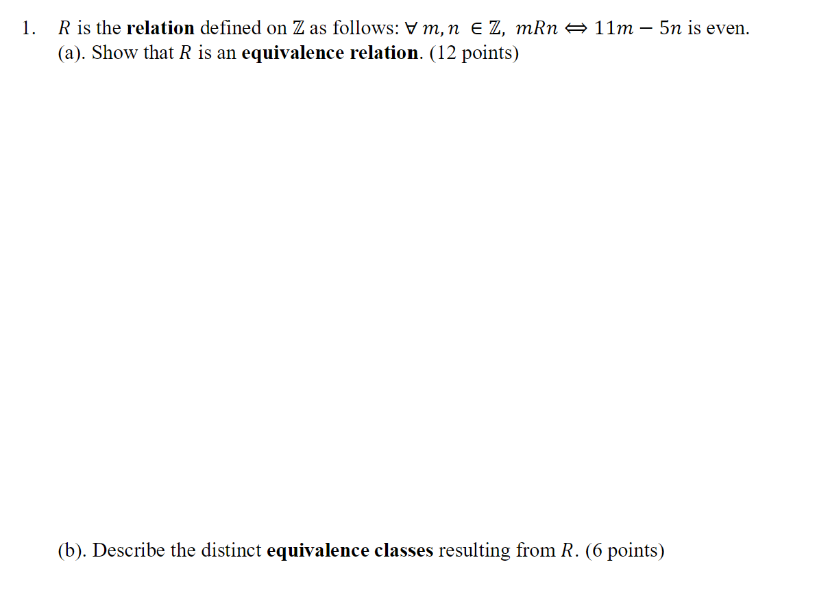 Solved 1. R is the relation defined on Z as follows: | Chegg.com