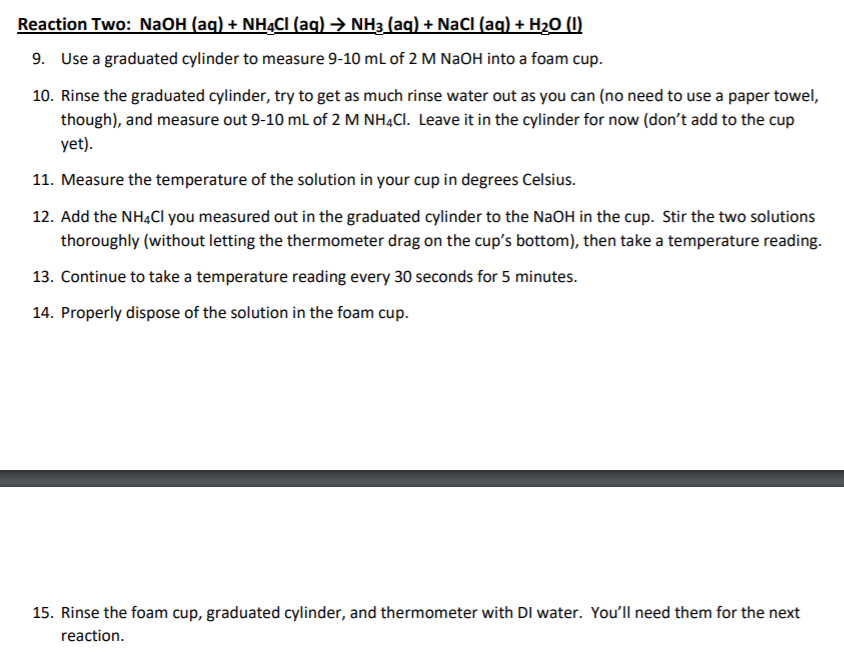 Solved Reaction One: NaOH(aq) + HCl(aq) + H2O (0) + NaCl | Chegg.com