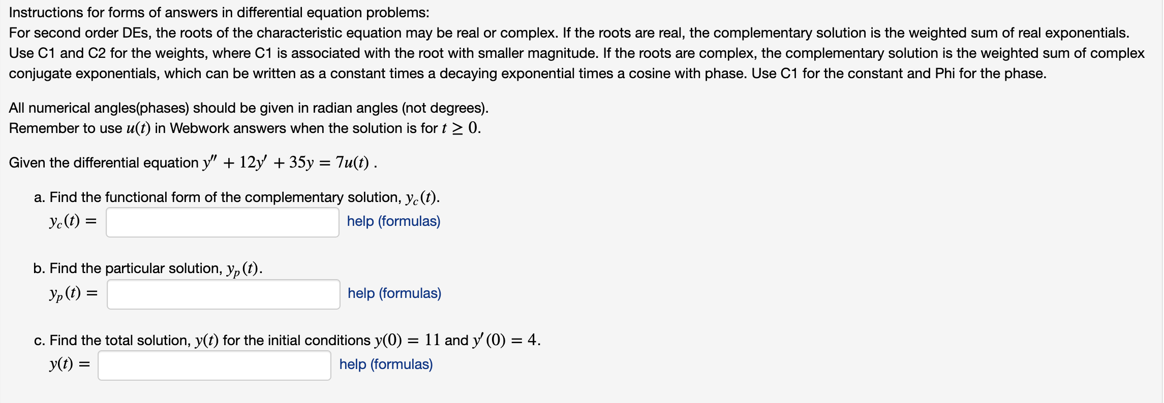 Solved Instructions for forms of answers in differential | Chegg.com