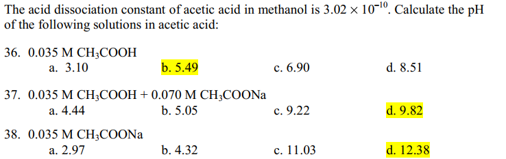Solved The acid dissociation constant of acetic acid in | Chegg.com