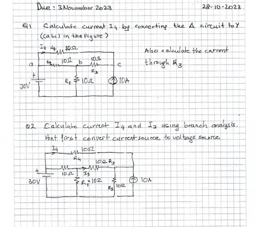 Solved Q1 Calculate current I4 by converting the Δ cincuit | Chegg.com