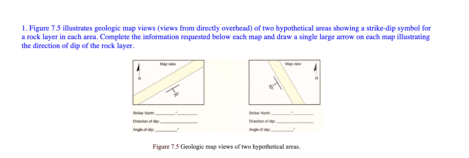 Solved 1. Figure 7.5 illustrates geologic map views (views | Chegg.com