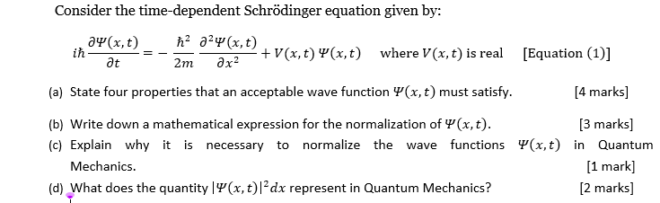 Solved Consider the time-dependent Schrödinger equation | Chegg.com