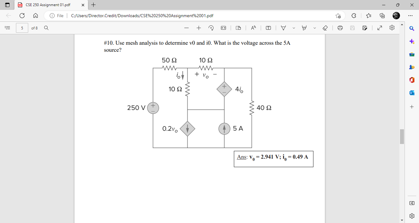 Solved \#10. Use mesh analysis to determine v0 and i0. What | Chegg.com