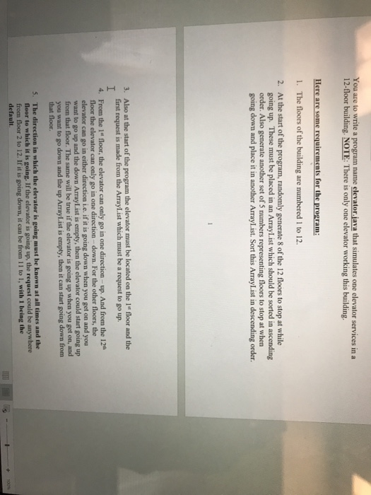 Solved You are to write a program name elevator.java that | Chegg.com