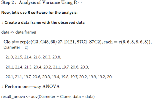 Solved Step 2 : Analysis of V ariance Using R.. Now, let's | Chegg.com