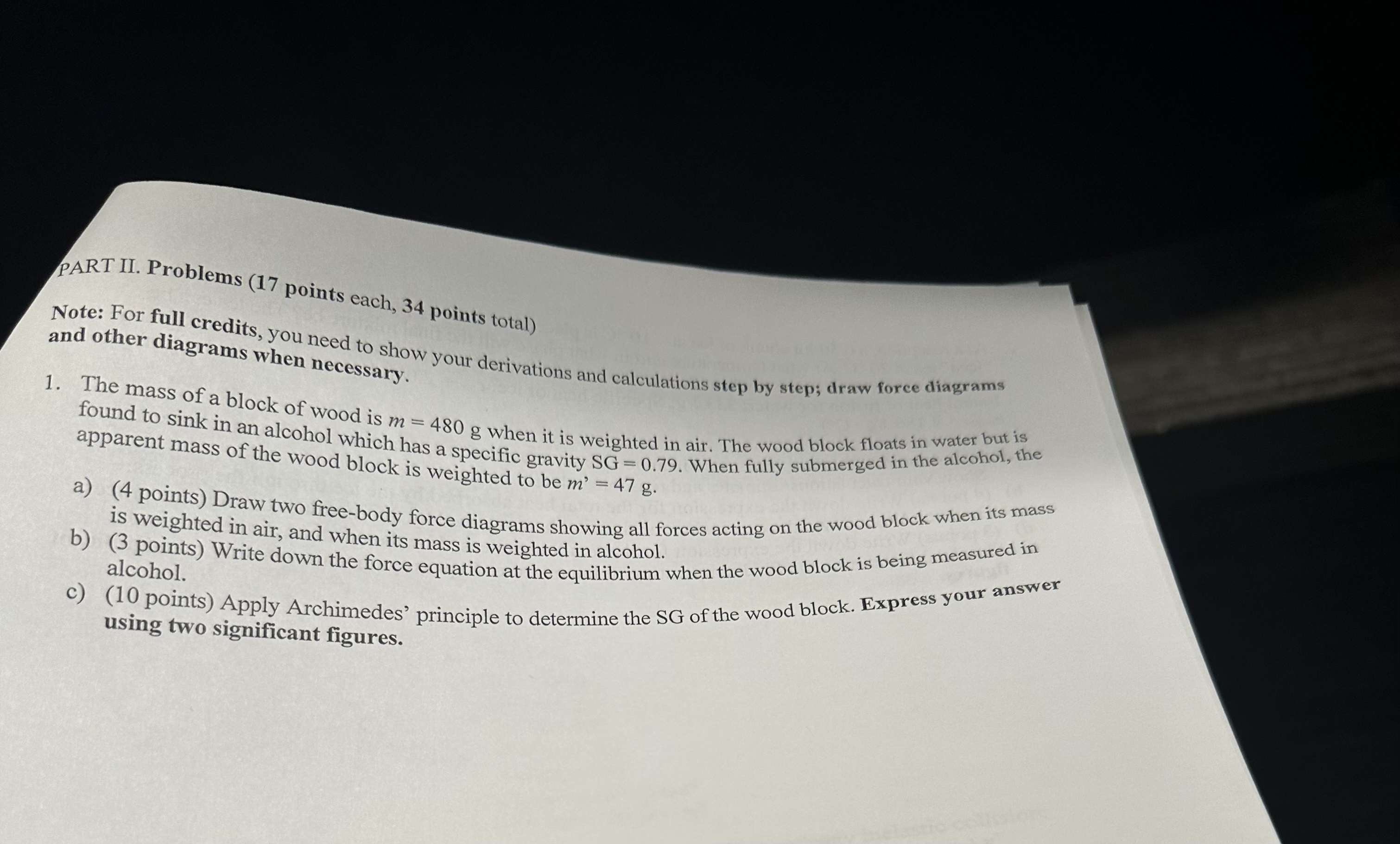 Solved PART II. Problems (17 points each, 34 points total) | Chegg.com