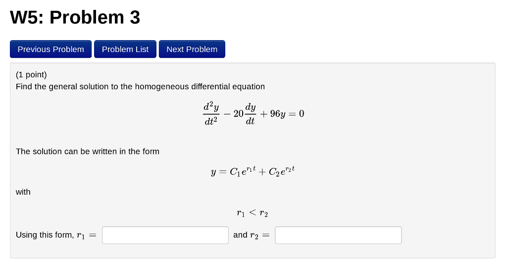 Solved W5: Problem 3 Previous Problem Problem ListNext | Chegg.com