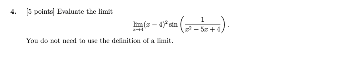 Solved 4. [5 points ] Evaluate the limit | Chegg.com