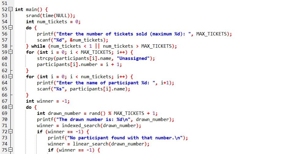 Solved printf( "No participant found with that number. | Chegg.com