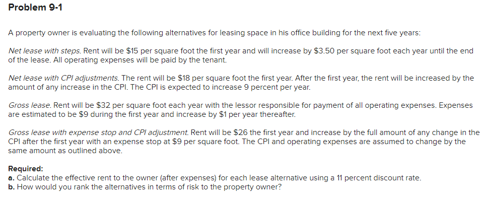 Solved Required: a. Calculate the effective rent to the | Chegg.com