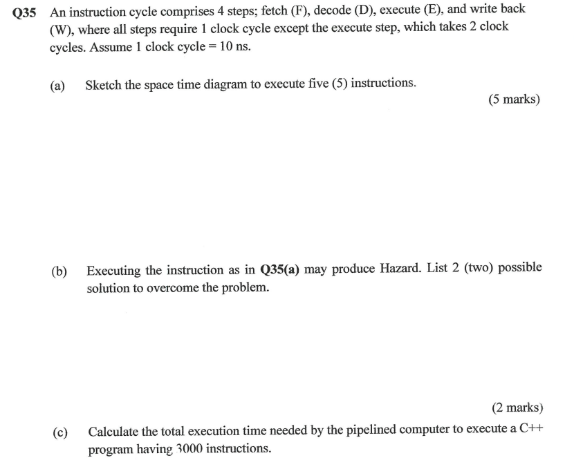 Solved Q35 An instruction cycle comprises 4 steps; fetch | Chegg.com