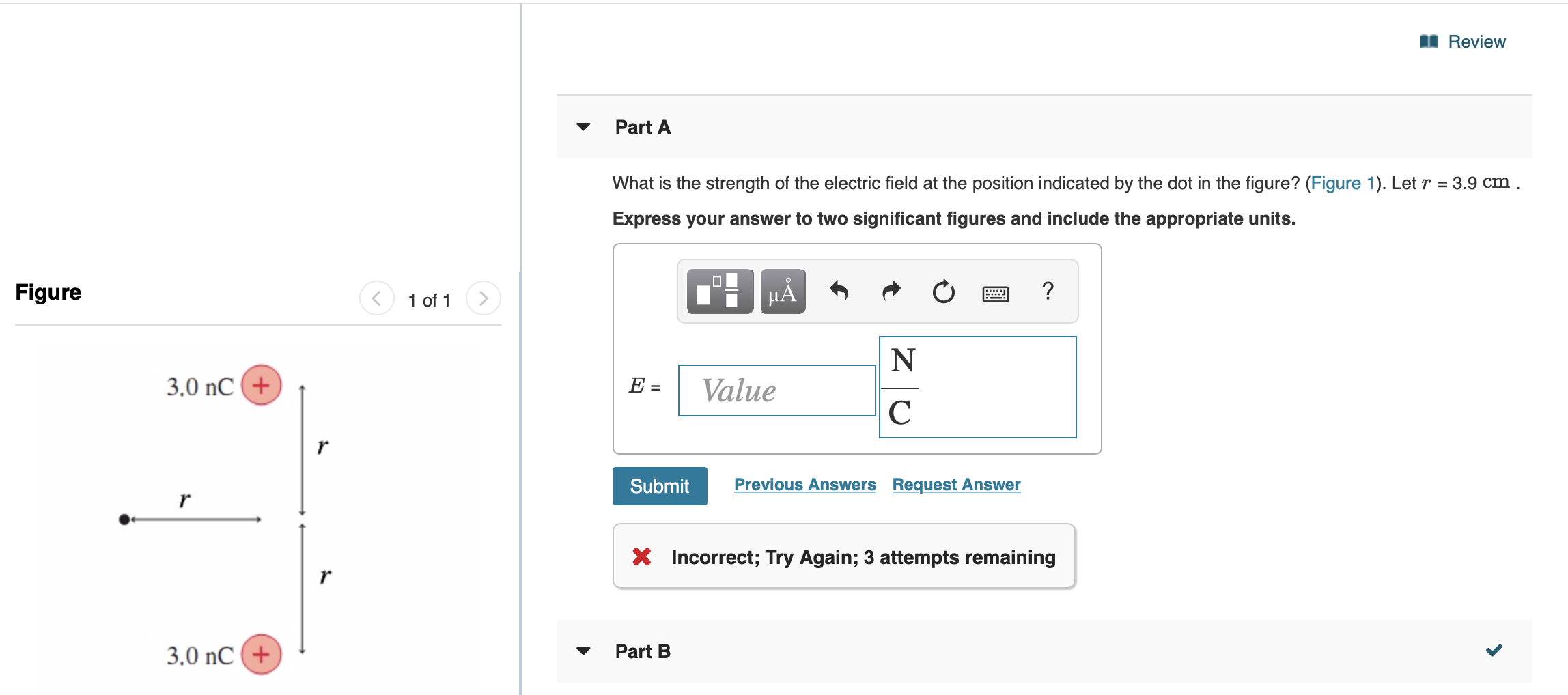 Solved II Review Part A What is the strength of the electric | Chegg.com